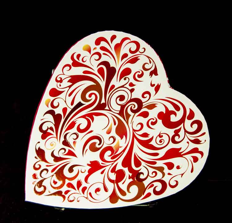 10 pc Red Filigree Heart